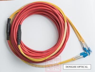 China 4F red armored fiber patch cord with LC connector, rodent-resistant cable, LSZH, PVC, outer jacket, Spiral tube, for sale