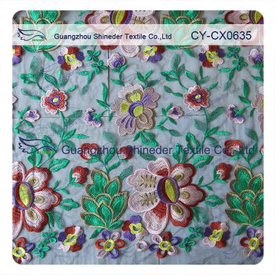 China Eco - friendly Cotton  Lace Fabric Floral Embroidered With 120cm Width for sale