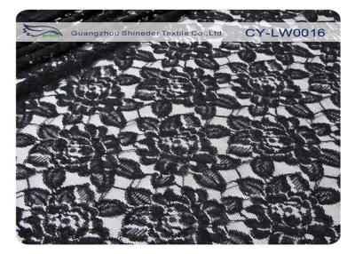 Cina Tessuto di nylon del pizzo del cotone nero del fiore, nylon di 65% + cotone CY-LW0016 di 35% in vendita