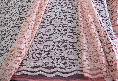 China Eco-friendly Cotton Nylon Lace Mesh Fabric Pink 145CM - 150CM Width CY-DK0025 for sale