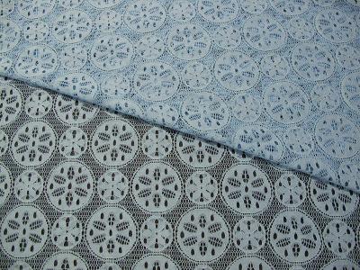 China Royal Blue Cotton Nylon Lace Fabric Snowflake Design Dress Material for sale