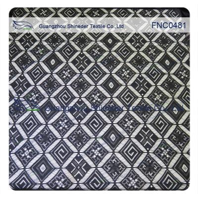 Cina Tessuto di nylon del pizzo del rayon rombico nero di nozze in vendita