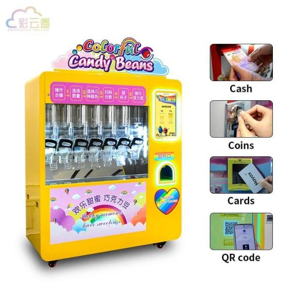 Quality Floor Standing Sugar Beans Vending Machine Candy Dispenser With Digital Screen Display for sale