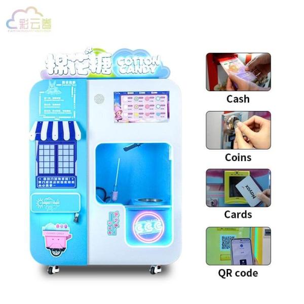 Quality Effortless Cleaning Automatic Fairy Floss Vending Machine 1KG Sugar / 35-40 Candies for sale