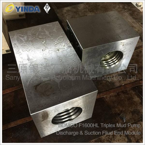 Bomco F-1600HL Triplex Mud Pump discharge and suction Fliud End Module,AH160201010400,AH160201011000