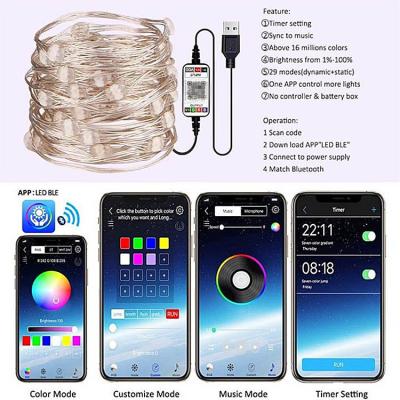 China 80 Ra Color Rendering Index USB Bluetooth RGB LED String for Outdoor Tree Decoration for sale