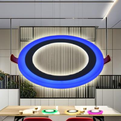China 130lm/w Aluminum Body Modern Round Dual Color Panel Light 6W 3W with Embedded RGB LED for sale