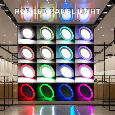 China 130lm/w Aluminum Body Modern Round Dual Color Panel Light 6W 3W with Embedded RGB LED for sale
