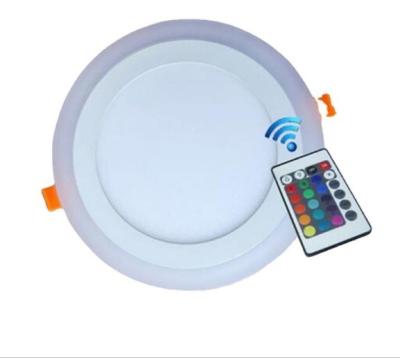 China 130lm/w Aluminum Body Modern Round Dual Color Panel Light 6W 3W with Embedded RGB LED for sale