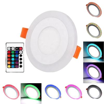 China 130lm/w Aluminum Body Modern Round Dual Color Panel Light 6W 3W with Embedded RGB LED for sale