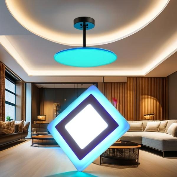 Quality 1200lm Square-shaped Recessed LED Panel Light with Aluminum Body Double Color 12W 4W for sale