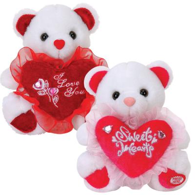 China 12inch Valentines Day Teddy Bear With Flower And Heart Stuffed Push Toys For Celebration for sale