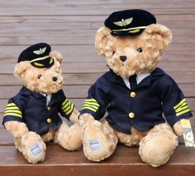 China 8 Inch Stuffed Animal Toys Pilot Teddy Bear With Uniforms For Promotion Gifts for sale