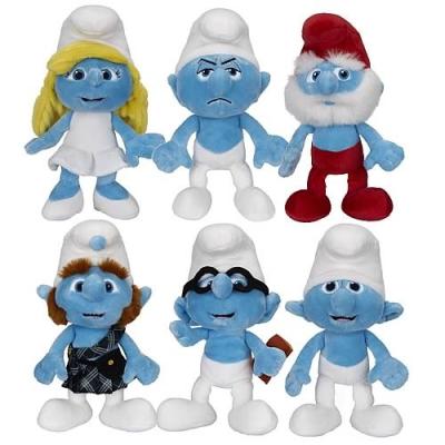 Cina E blu giocattoli della peluche del fumetto del giocattolo farciti Puffo sveglio per i regali di promozione in vendita