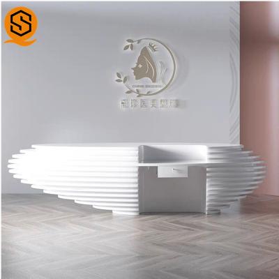 China No bubbles Curved Oval Reception Desk Airport Reception Area Desk for sale