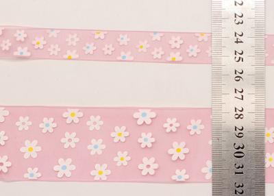 China Pink Clothing Cotton Printed Ribbons, Custom Printed Satin Elastic Ribbon for sale