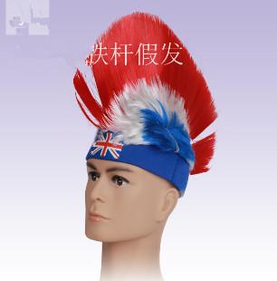 China Country Flag Sports Fans Wig Hat Color 2018  Russian World Cup fans wig for sale