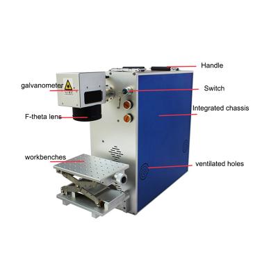 China Portable Small Business 50W Fiber Laser Engraving Machine with 0.01mm Working Accuracy for sale