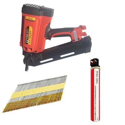 China 378 * 374 * 110mm Dimensão 34 graus Lítmio Gas armação de prego pistola para 2in Min comprimento do prego à venda
