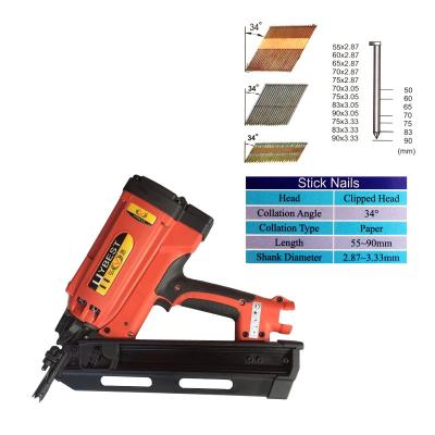 Cina 34 gradi Lithium Ion Cordless Framing Nailer con Min Nail Lunghezza 2in Requisiti in vendita