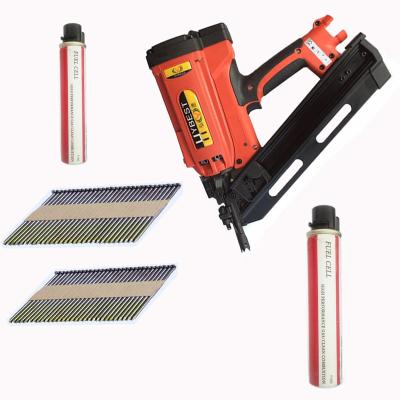 China 378*374*110mm 30-34 graden draadloze gas framing Nailer Kit voor maximale nagel lengte 3 1/2in Te koop