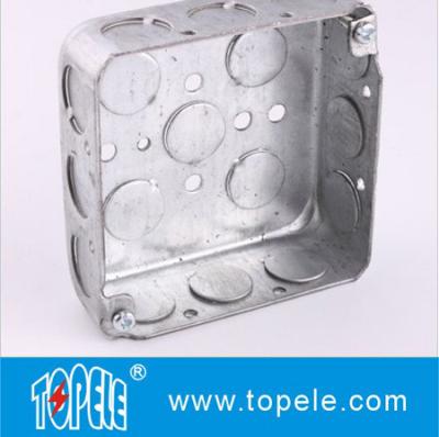 China Galvanized Steel Electrical Boxes And Covers / 4 Inch Square Conduit Boxes with Knockouts for sale