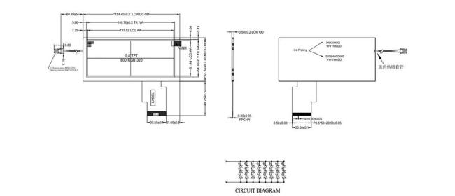 5.8 Inch 800 X 320 Bar Type Color TFT LCD with 500nits Brightness