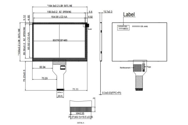 7.0inch 1200X1920 IPS Vertical Highlight TFT LCD with Mipi Interface Resolution 1200 (H) RGB X 1920 (V) Interface Mipi Luminance 2200nits / 3700nits (TYP) IPS