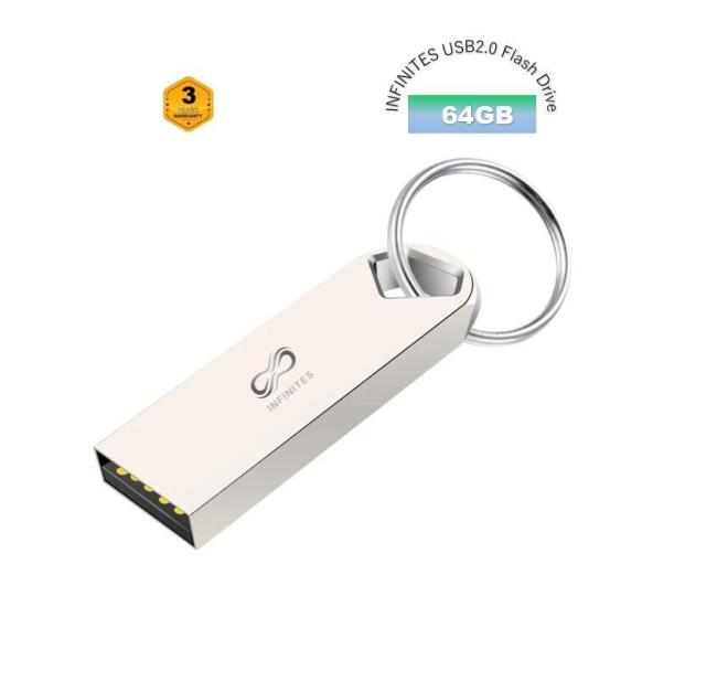 Infinites 64GB USB 2.0 Flash Drive No Software Installation Required Plug and Play