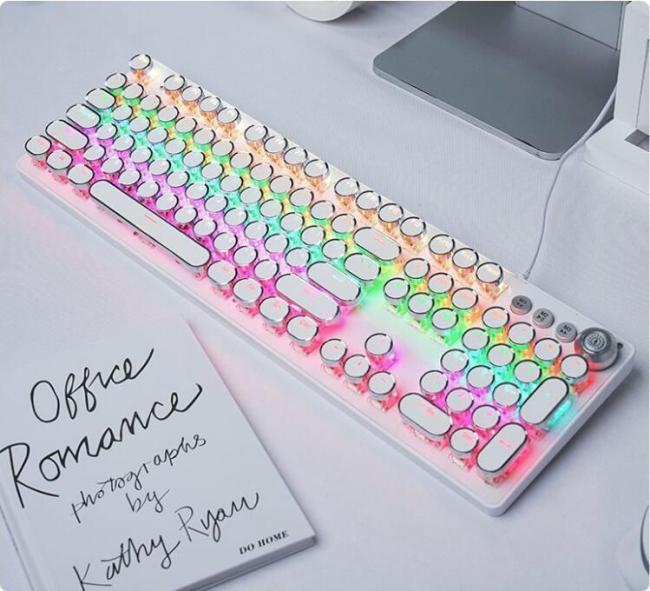 Retro Punk Mechanical RGB Gaming Keyboard Cool Keyboard 36 Dazzling Lighting Effects
