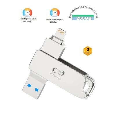 China Infinites 128GB USB OTG Flash Drive for Apple Dual Interface USB Flash Drive Read Speed of up to 120 MB/S and a Write Speed of 40 MB/S for sale