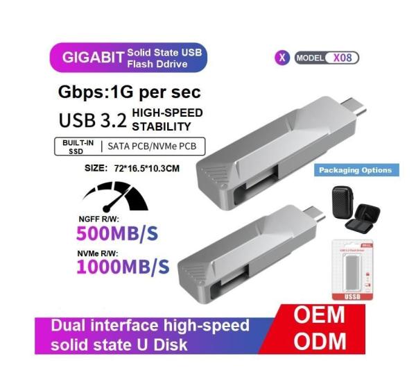 Bulk X07 Portable USB C Flash Drive 1tb Memory Stick Support PC Smart TV