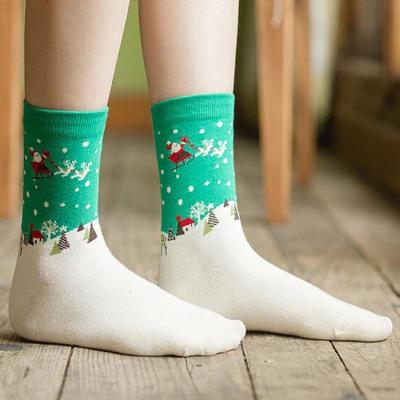 China Lovely custom cartoon christmas snowman design cotton socks for sale