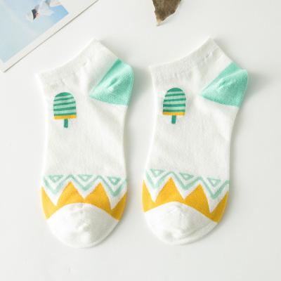 China Newest custom jacquard design low cut breathable cotton socks for women for sale