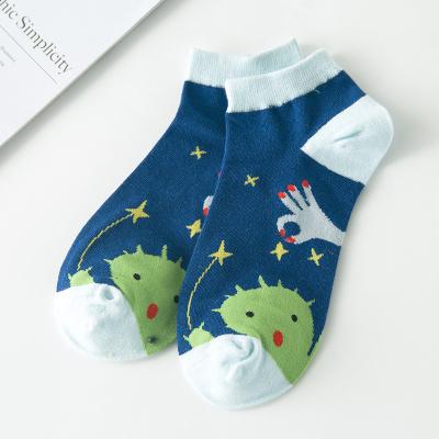 China Colorful custom jacquard cute cartoon design ODM softable summer ship socks for women for sale
