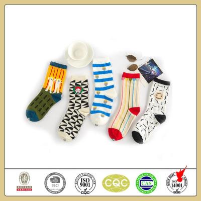China Colorful cute cartoon design custom mid calf cotton socks for school girls for sale