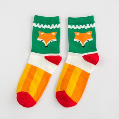 China Top selling colorful lovely cartoon design custom colorful mid calf cotton socks for school girls for sale