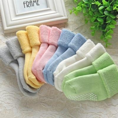 China Wholesale knitted newborn baby cotton terry winter anti slip grips socks for sale