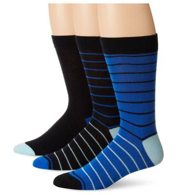 China Elegant wholesale custom striped design knitted mid calf cotton socks for businessmen for sale