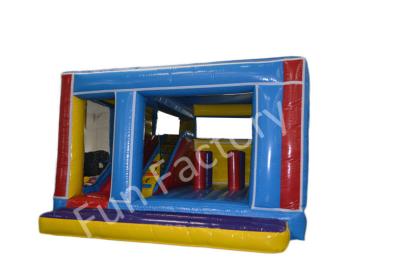 China Casa combinado inflável do brinquedo de encerado do PVC com o azul de quatro Popups à venda