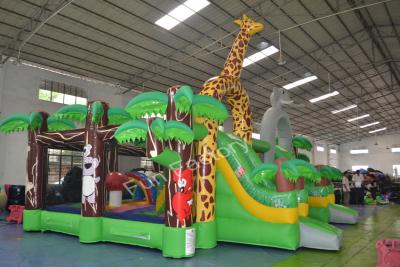 China Mini casa combinado inflável bonito verde do salto de Inflatables da ligação em ponte para crianças à venda