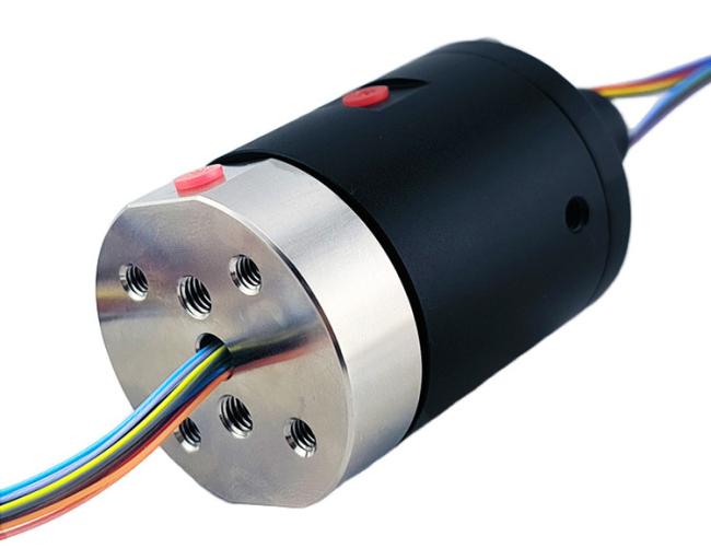 Front view of Q2PM5-12PS gas-electric slip ring showing connection ports