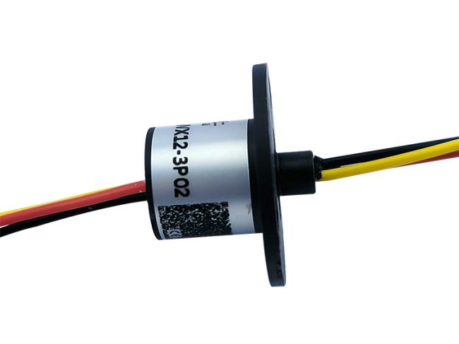 Side view of conductive ring showing mounting flange and wiring