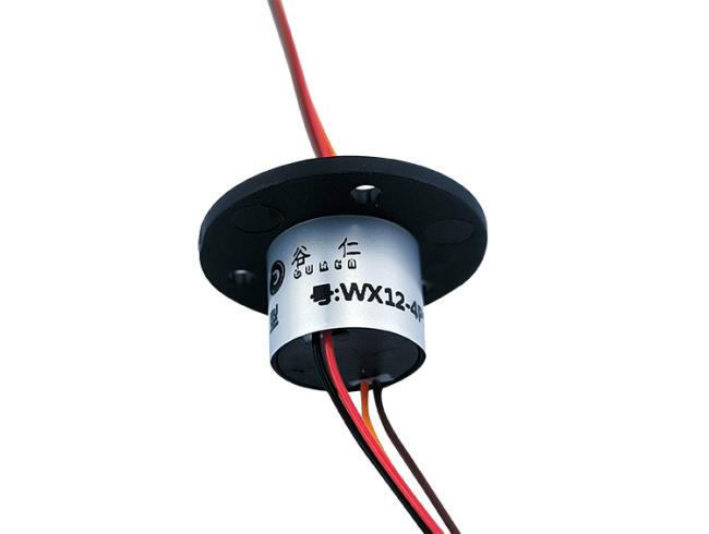Side profile view of slip ring showing flange and wiring