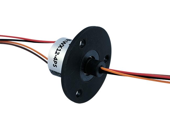 Close-up of slip ring contacts and wiring connections