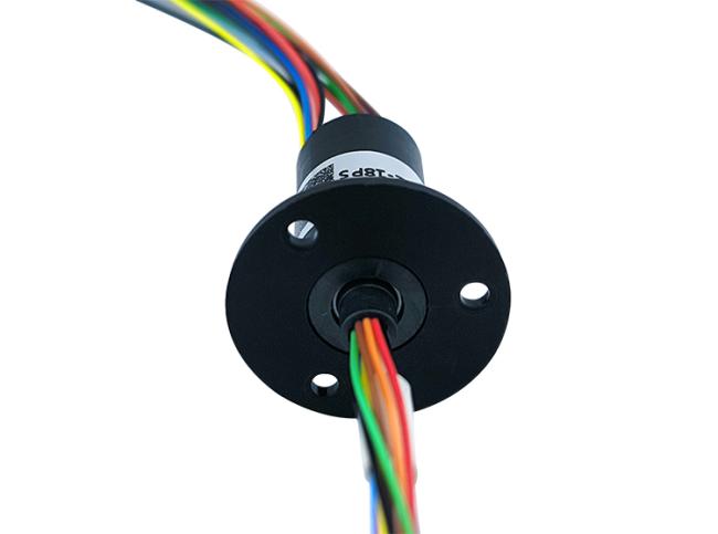 Side view of 18-way capsule slip ring showing compact design