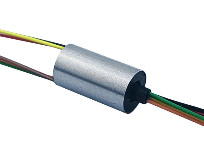 Close-up view of 6.5mm micro capsule slip ring showing construction details