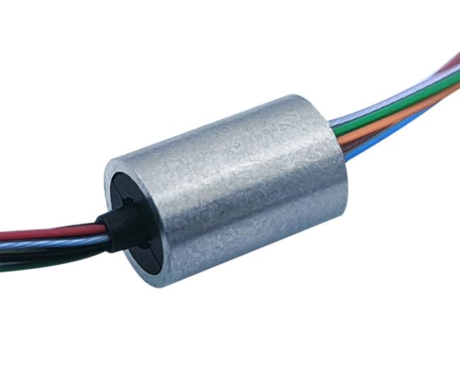 Side view of WX7.9-8PS capsule conductive slip ring showing wiring connections