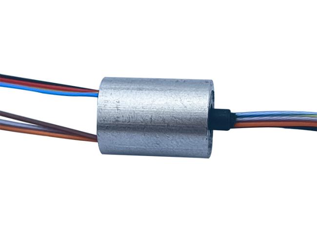 Side view of 8.5mm micro electric slip ring showing wiring