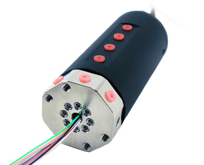 Front view of Q8PM5-12PS gas-electric combination slip ring showing connections and housing